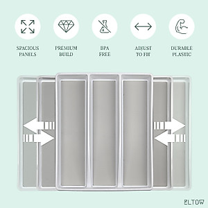 ELTOW Expandable Utensil Drawer Organizer, 5 Compartment Non-Slip & Adjustable Large Utensil Organizer for Kitchen Drawers, Kitchen Organization for Utensils, Flatware Storage Tray (White)