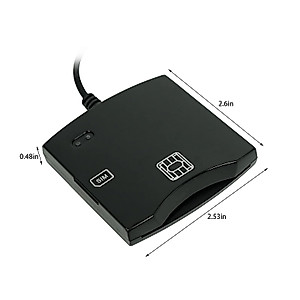 Smart Chip Card Reader for EMV SIM eID Writer Programmer DOD Military USB ISO7816 Contact Common Access CAC Smart Card Reader + SDK Kit, Compatible with Mac OS, Win, Linux (Black)