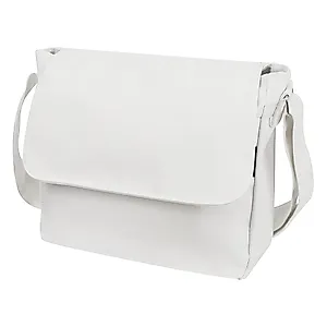 TopTie Classic Canvas Messenger Bag, White Canvas Shoulder Bag Side Bag for Men and Women