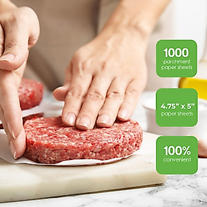 Waxed Butcher Paper Sheets | Hamburger Patty, | 1000 Non-Stick Wax Paper Squares Per Set (4.75x5)