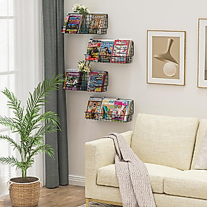 Wall Mounted Metal Kids Bookshelf, Floating Book Shelves for Kids Nursery Toddler Classroom, Hanging Book Shelf Organizer for Room Decor, Black, Set of 4