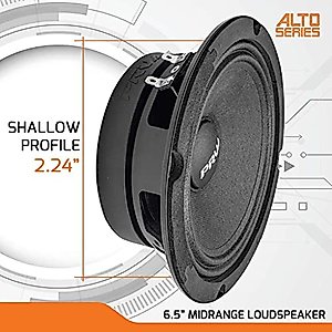 PRV AUDIO 6.5 Inch Shallow Midrange Speaker, 6MR200A-4, 200 Watts Program Power, 4 Ohm Shallow Mount Car Audio Slim Speaker, 1.5 in Voice Coil, 100 Watts RMS, Compact for Doors (Single)