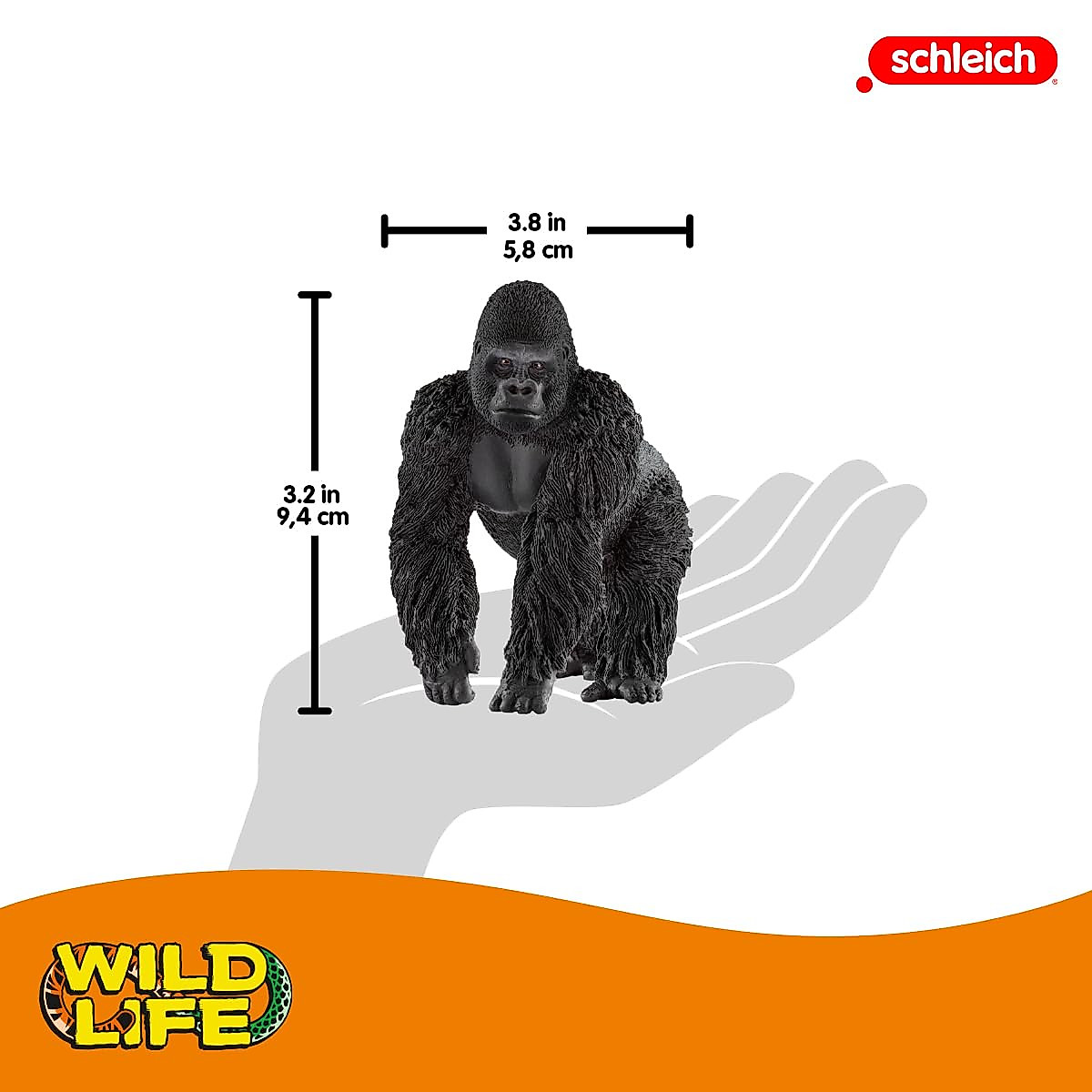 Schleich Wild Life Realistic Male Gorilla Animal Figurine - Authentic Detailed Wild Male Gorilla Toy for Boys and Girls Education Imagination and Play, Highly Durable Gift for Kids Ages 3+