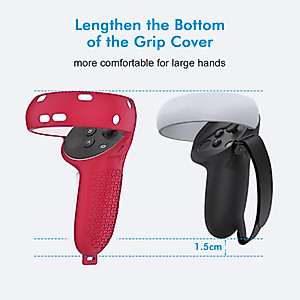 EWalos Accessories for Oculus/Meta Quest 2, Touch Controller Leather Grip Cove, Face Cover and Lens Protective Cover, Sweat-Proof, Light-Proof, Anti-Throw and Comfort-Enhancing Accessories Set(Red)