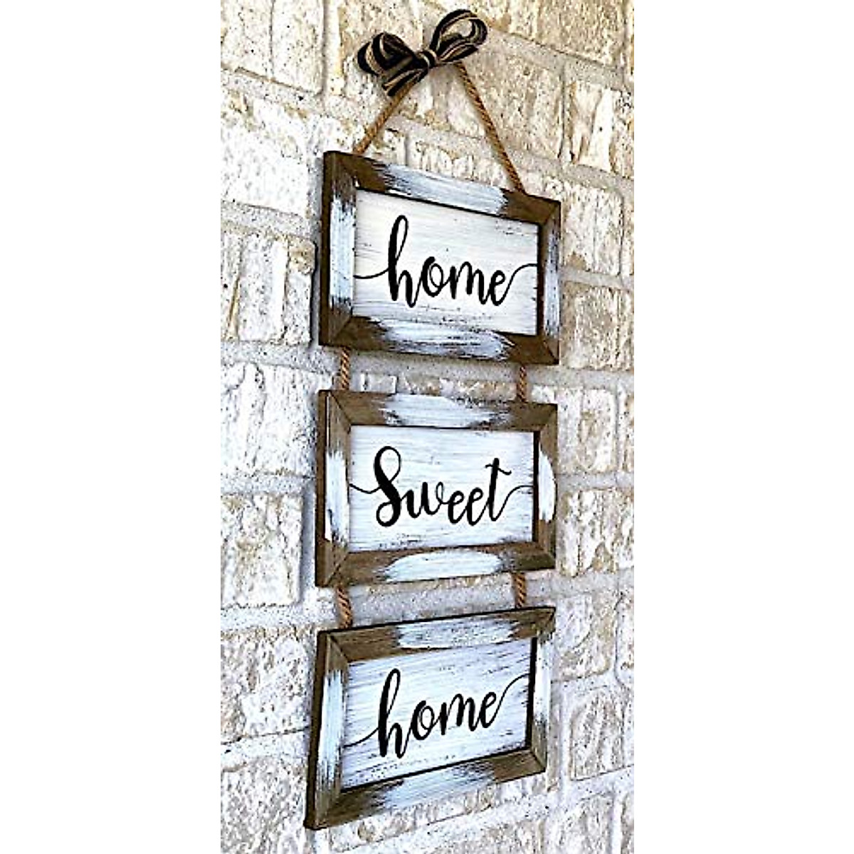 Home Sign For Wall Front Door Indoor Outdoor Country Rustic Primitive Decor Art 20" x 9" (Home Sweet Home)