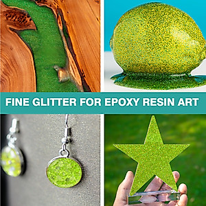 Resiners Holographic Ultra Fine Glitter Powder - 3.53oz/100g, 1/128" Metallic Epoxy Resin Glitter Sequins Flakes for Tumblers,Slime, Nails, Paint, Art Crafts - Laser Light Green