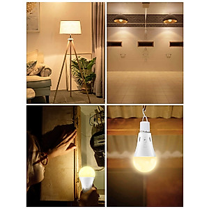 Prosperbiz Battery Operated Light Bulb, Emergency Rechargeable Flashlight Bulb for Power Outages, A21 9W E26 Standard Bulbs, 3000K Soft White, 2 Pack