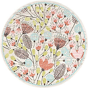 Unique Loom Whimsy Collection Area Rug (Round 5' 3" x 5' 3", Ivory/ Black)