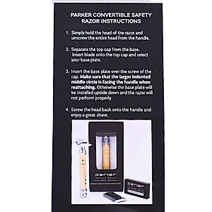 Parker THE CONVERTIBLE 69CR Duel Head Double Edge Safety Razor with Both Open and Closed Comb Heads Included to Customize your Shave, Includes 5 Parker Blades too