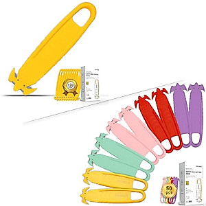 150-Pack Safety Box Cutter Knife of Recessed Concealed Stainless Steel Blade, Package Opener Plastic Cutter for Box, Carton, Shrink Wrap, Plastic Straps