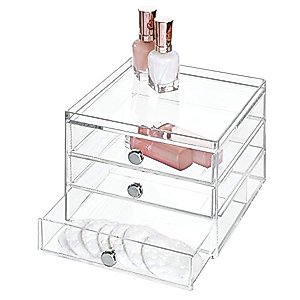 iDesign 3 Plastic Vanity, Compact Slim Storage Organization Drawers Set for Cosmetics, Dental Supplies, Hair Care, Bathroom, Dorm, Desk, Countertop, Office, 6.5" x 7" x 5"