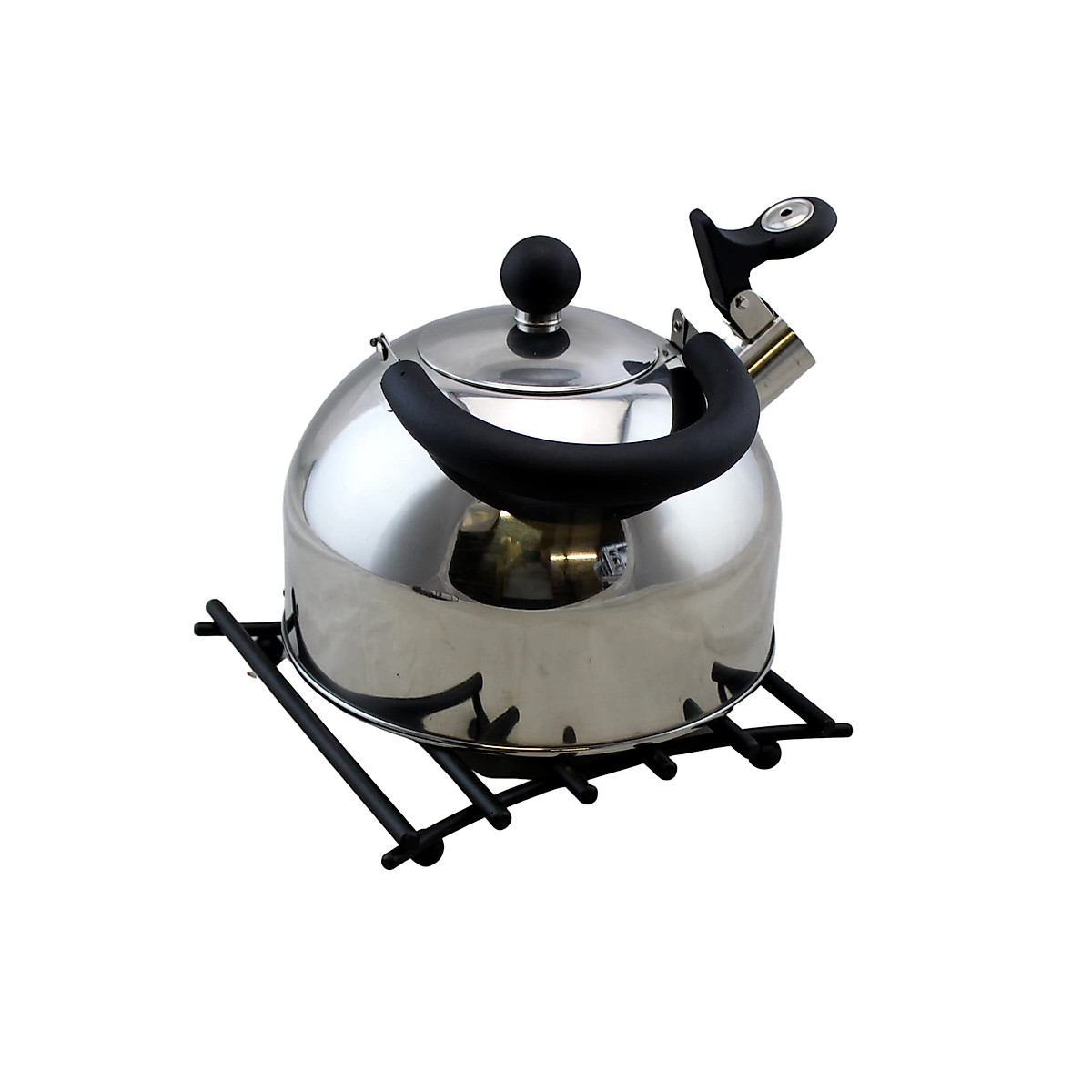 Dependable Industries Modern Sleek Euro Square Heavy Weight Steel Black Decorative Design Kitchen Trivet Protect Tables and Countertops from Hot Pots Trays and Pans