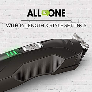 Remington All-in-One Grooming Kit, Lithium Powered, 8 Piece Set with Trimmer, Men's Shaver, Clippers, Beard and Stubble Combs, Black