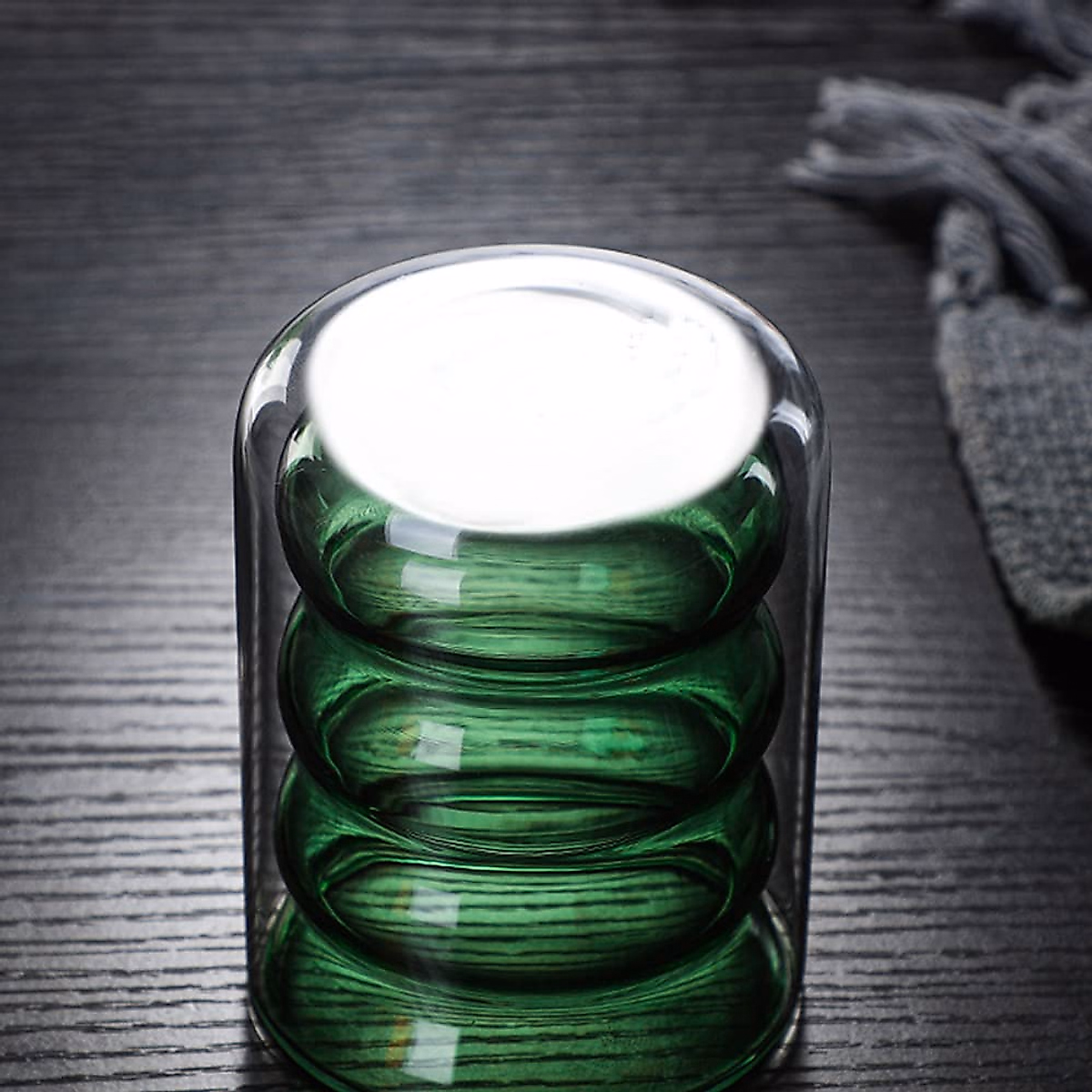 JstDoit Double Wall Glass Espresso Cups, Insulated Glass Coffee Mug Creative Drinking Glasses Ripple Glassware for Hot Beverages, Water, Juice, Coffee, Latte, Cappucino 200ML/6.76oz (Brown)