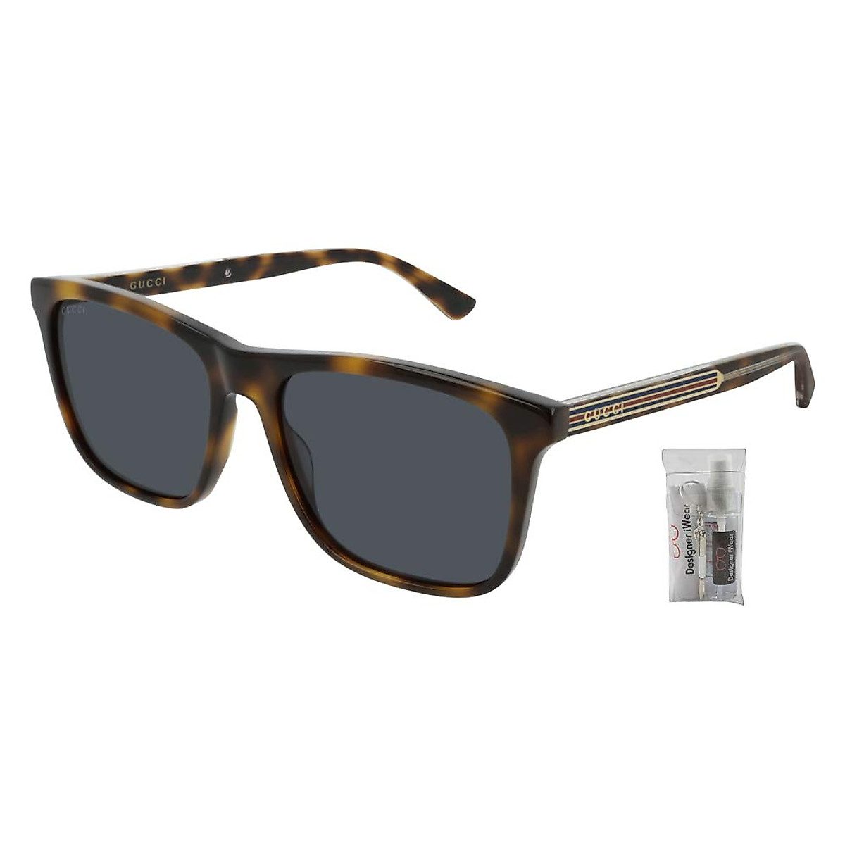 Gucci GG0381S 009 57M Havana/Blue Square Sunglasses For Men For Women+ BUNDLE With Designer iWear Eyewear Kit