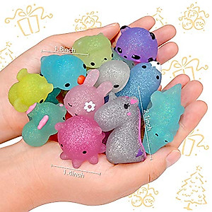 ORWINE Squishies 28pcs Mochi Squishys Toys 2nd Generation Party Favors for Kids Birthday Gift for Girl Boy Glitter Mini Squishy Mochi Animal Squishies Stress Relief Toy Xmas Gift for Kid Adult, Random