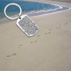 Footprints in The Sand Prayer Key Poems Quote Gift When You Saw Only One Set of Footprints It was Then That I Carried You Key (Dog tag Keychain)