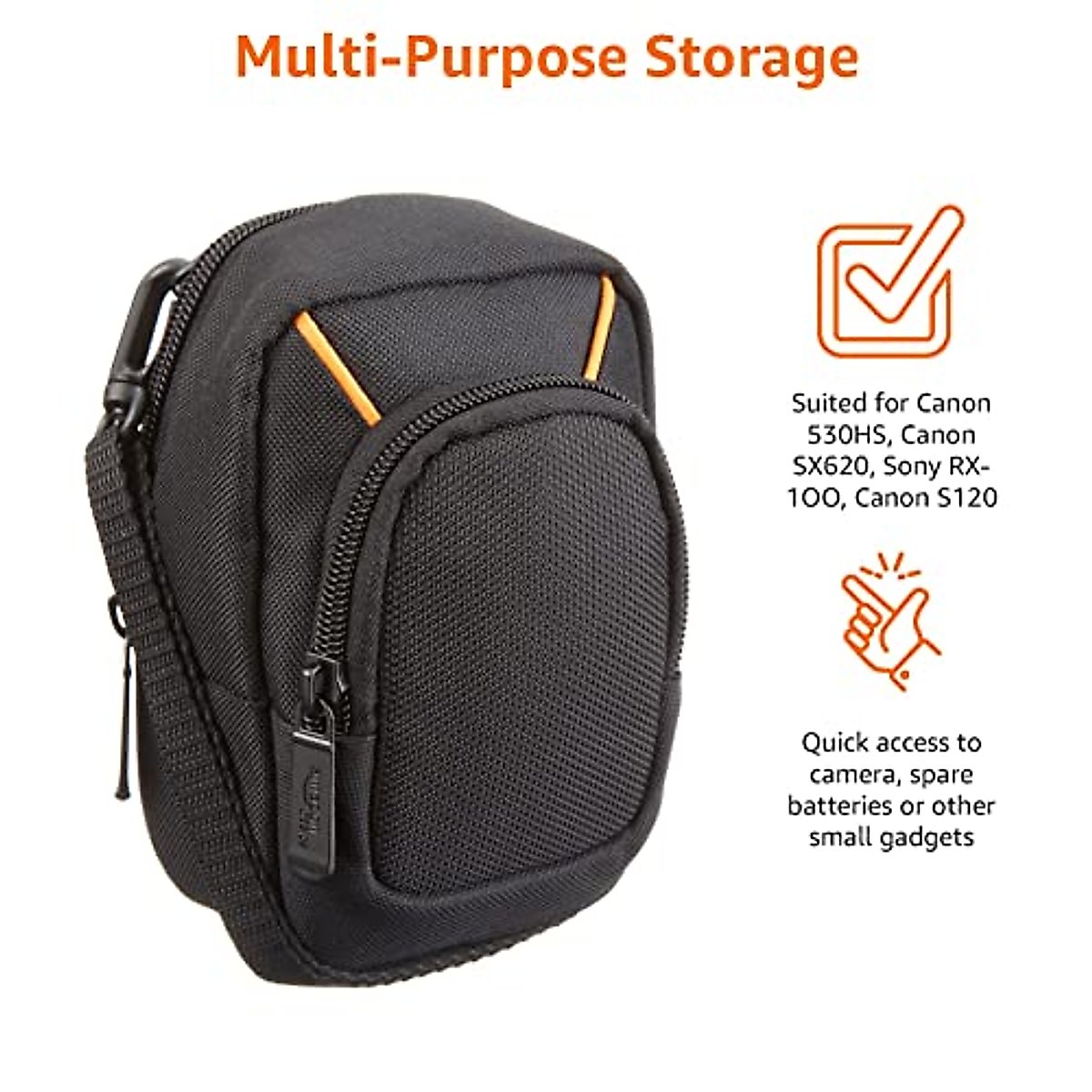 Amazon Basics Large Point and Shoot Camera Case - 6 x 4 x 2 Inches, Black