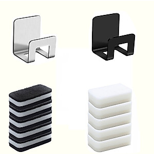 Sponge Wipe Two-Sided Cleaning Sponge Thickened Sponge Scouring Pad Stainless Steel Sponges Holder Self Adhesive Sponges Organizer Drain Racks