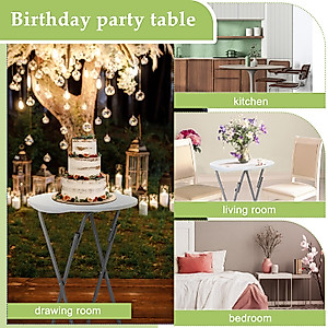 Hoteam 3 Pack Round Folding Table Round Cocktail Tables 23.6 x 44 Inch White High Top Table Portable Pub Bistro Highboy Furniture Table for Party, Backyard, Wedding, Indoor Outdoor Banquet, Events