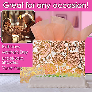 SZSYXSM 13" Rose Gold Large Gift Bag with Card and Tissue Paper