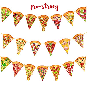 Pizza Party Banners Pizza Birthday Party Decorations 2Pcs Pizza Garland Cutout Banners for Pizza Time Theme Baby Shower Supplies
