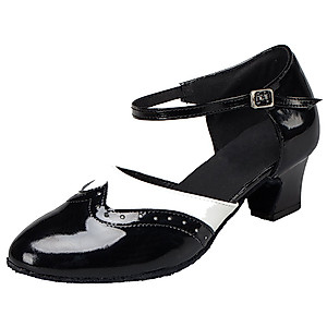 Beinimira Womens Comfort Latin Dance Shoes Practice Ballroom Pumps Salsa Kitten Heels Round Toe Block Heel White US 11