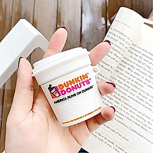 Case for Airpods, Funny Cute Food Cartoon Silicone Design, Fun Character for Teens Girls Air pods Charging Case Soft Skin Carabiner Protective Cover for Airpod 2/1 [Dole Cup]