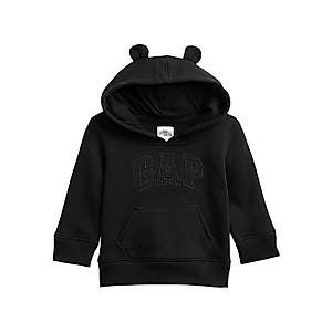 GAP baby boys Logo Pullover Hoodie Hooded Sweatshirt, True Black V2 2, 3T US
