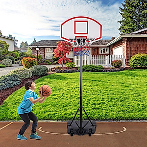 Smartxchoices Portable Basketball Hoop Stand 81''-98'' Height Adjustable w/Casters Net Goal Indoor Little Basketball Game