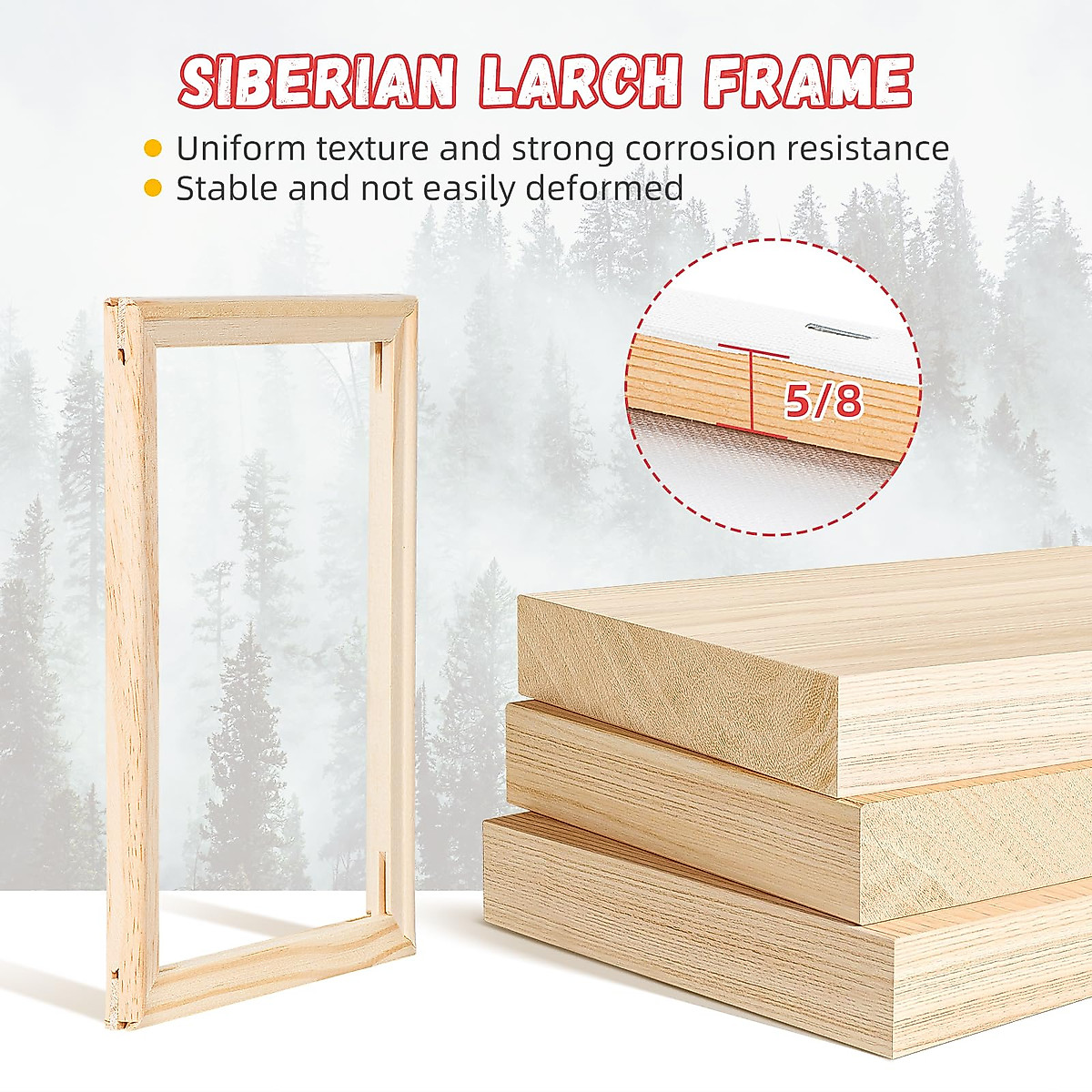 Simetufy 15 Sets Stretched Canvas for Painting, Multi Pack 4"x4", 5"x7", 8"x10", 9"x12", 11"x14", Pre-Primed Canvases Wood Framed Canvas Boards for Oil Acrylic Paint, Acid-Free for Kids &Artists