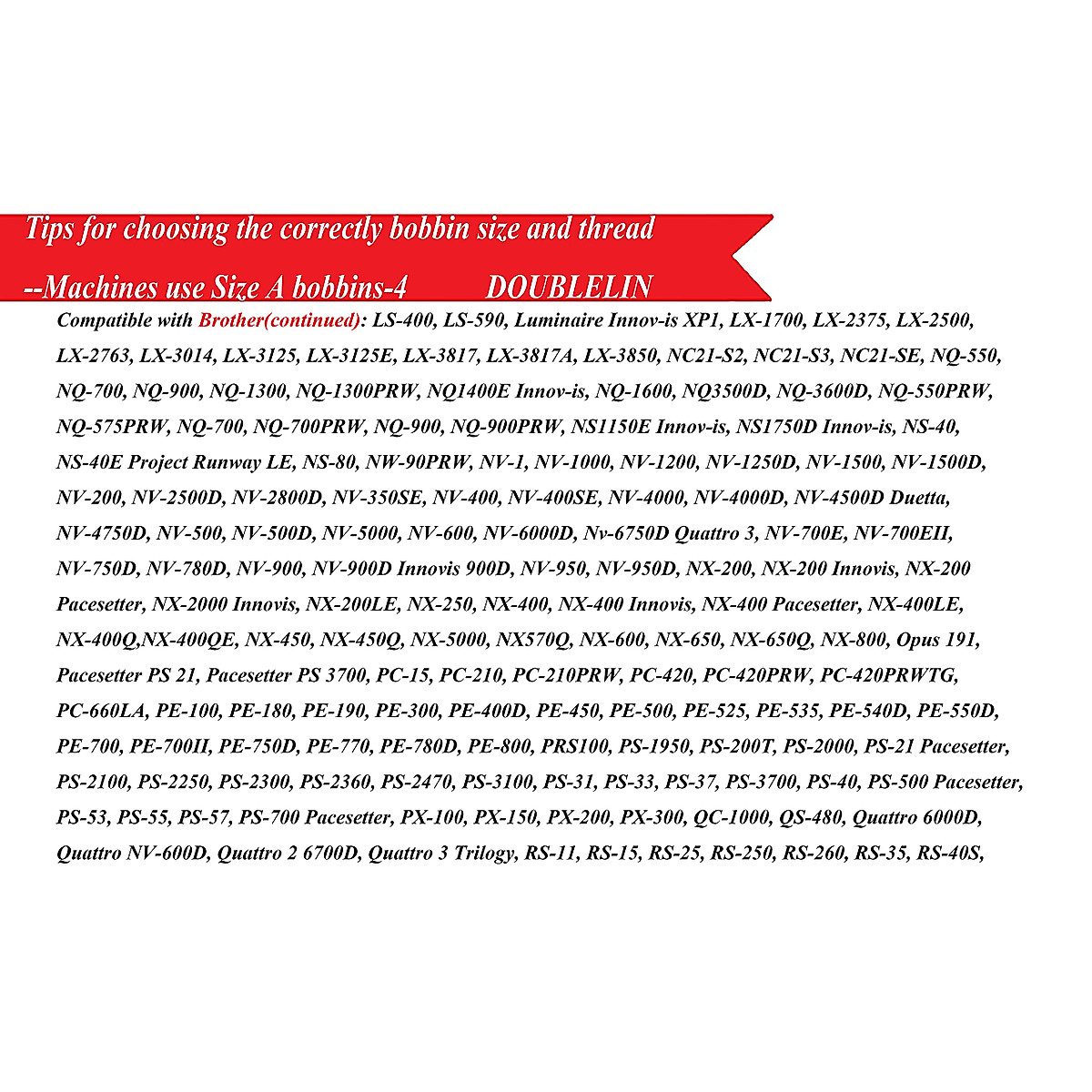 144pcs Prewound Bobbins Size A for Domestic Sewing/Embroidery Machines, Compatible with Brother Machines, Plastic Sided, Size A, Class 15, 15J, SA156, White Color, 100% Polyester, 60S/2 100 Yards