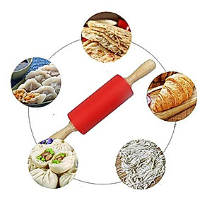 Small Rolling Pin for Kids Child, Wooden Handle Rolling Pin Non-Stick Silicone Rolling Pin, Rodillo de Cocina Rodillos Para Reposteria Fondant, Rodillos Para Masa.