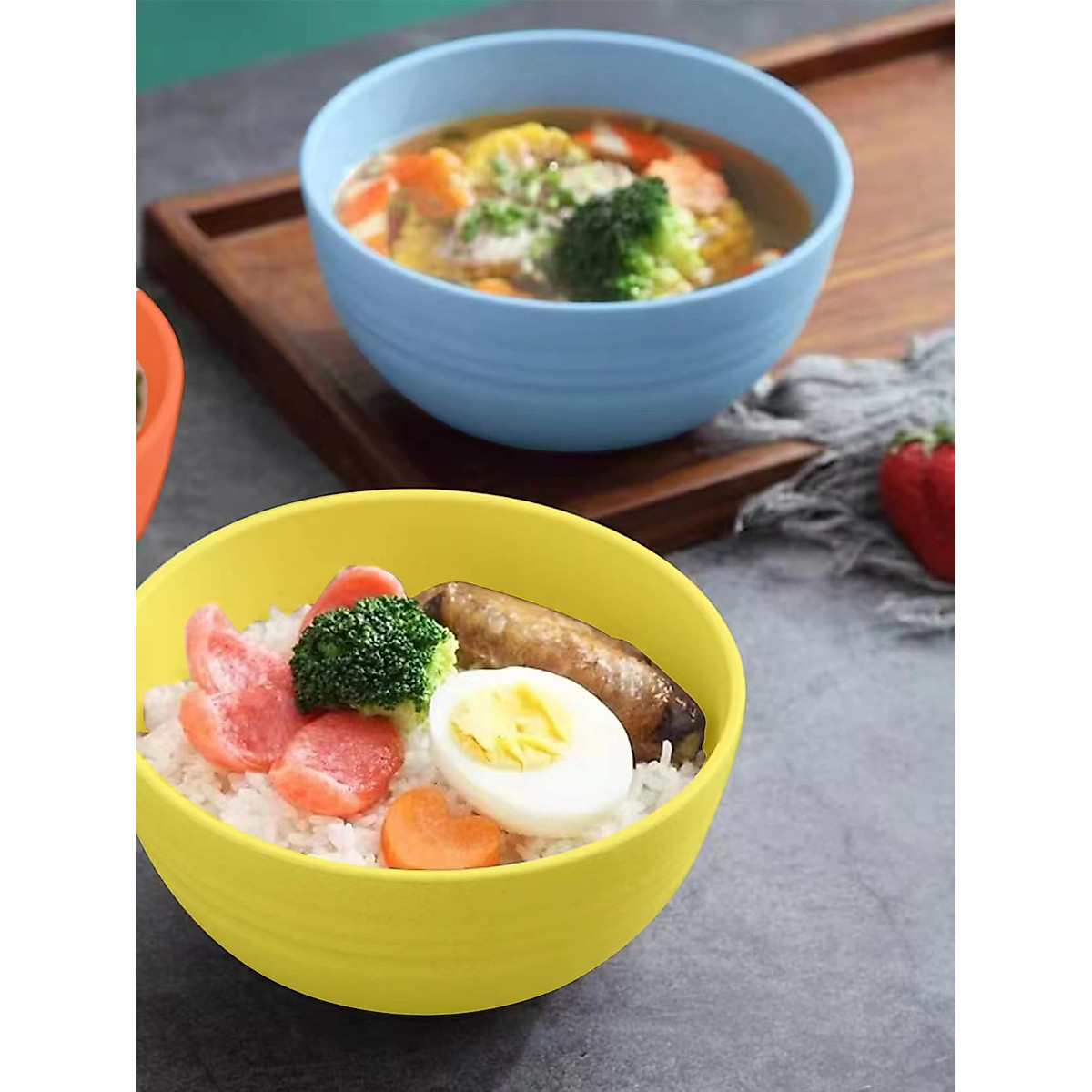 Unbreakable Cereal Bowl 24 Oz - Wheat Straw Fiber Bowl - Salad Bowl - Dessert Bowl - Deep Soup Bowl - Set Of 6 - Microwave And Dishwasher Safe, Bpa Free, Suitable For Children And Adults