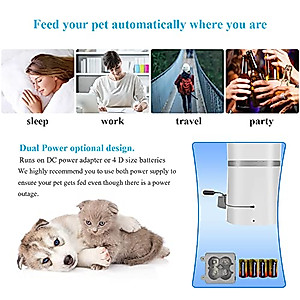 Automatic Cat Feeder, WellToBe Pet Feeder Food Dispenser for Cat & Small Dog with Two-Way Splitter and Double Bowls, up to 6 Meals with Portion Control, Voice Recorder - Battery and Plug-in Power