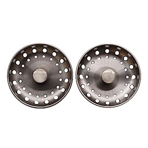 Westbrass D214S-2P-07 3-1/2" Standard Stainless Steel Post Style Large Kitchen Sink Basket Strainer Drain Stopper, 2 Pack, Satin Nickel