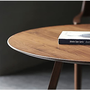 BIGMAII Farmhouse Pine Wood Dining Table, Brown Round Kitchen Table Rustic Solid Wooden Table with Double Pedestal - 31.5"