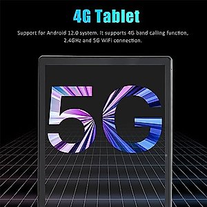 2 in 1 10 Inch Tablet for Android 12, 2.0Ghz 8 Core CPU, 8 + 256GB, 1960 x 1080 FHD HD Touch Screen, 2.4GHz and 5G WiFi, with Keyboard and Mouse, Bluetooth 5.0, 4G Calling (US