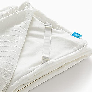 RECCI 3 Inch Mattress Topper Cover Queen Size (Only Cover), Breathable Bamboo Viscose Mattress Topper Protector, Washable Mattress Topper Encasement with Zipper & Adjustable Straps (Queen, White)