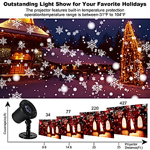 Christmas Snowflake Projector Lights, Waterproof Indoor Outdoor Snowfall Projection Lights for Christmas Theme Party, Holiday, Home Birthday Party, Home Garden Decoration