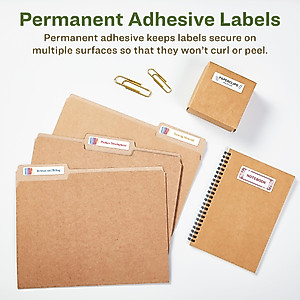Avery EcoFriendly Recycled File Folder Labels, 2/3" x 3-7/16", White, Permanent Label Adhesive, 750 Printable Labels (48266)