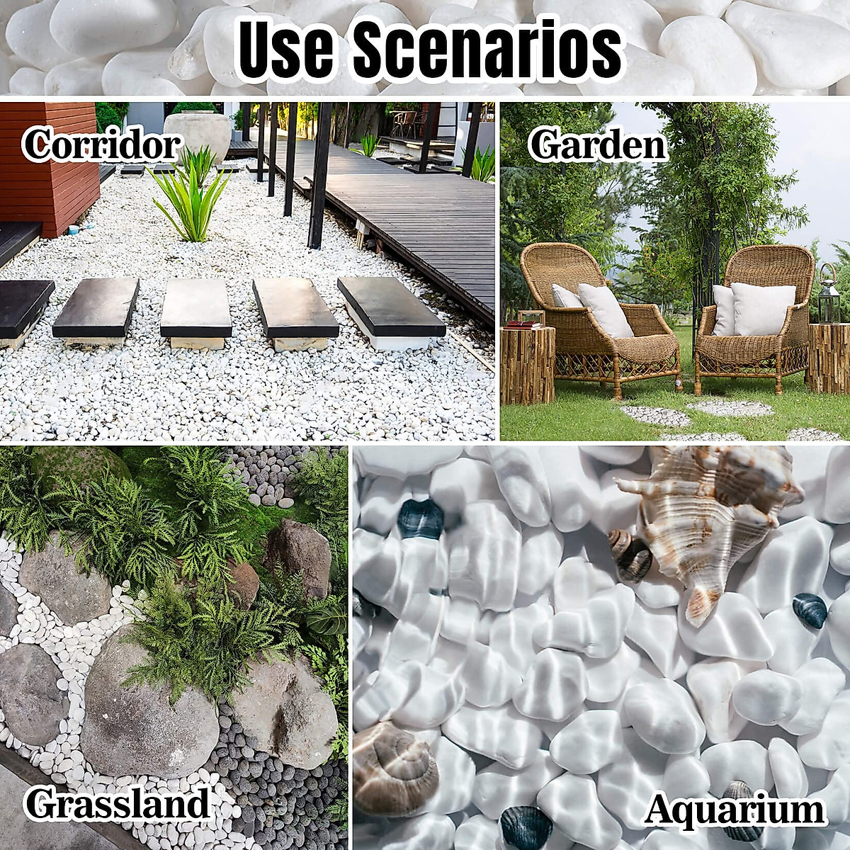 Sukh White Pebbles for Plants - Mini Decorative Rocks White Stones Garden Landscaping Fish Tank Vase Filler Cactus Succulents Aquariums Bonsai White Rock Nearly 400g