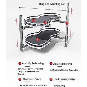YEKIM Corner Basket Kitchen Cabinets, 2 Tier Swing Tray Corner Cabinet, Multipurpose Organizer Shelving Corner Swivel Corner Cabinet Blind Shelf, for 36",Left
