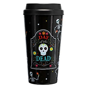 TopNotch Outlet Plastic Tumblers - Day of the Dead (2 Pc) Ward Off a Worldwide Zombie Apocalypse - Halloween Decor - Travel Cups - Coffee Mugs