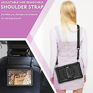 Case for Lenovo Tab M11 TB-331FC with Screen Protector Pen Holder | Herize Lenovo Tab M11 Case with 360 Rotating Kickstand Hand Grip Shoulder Strap | Black