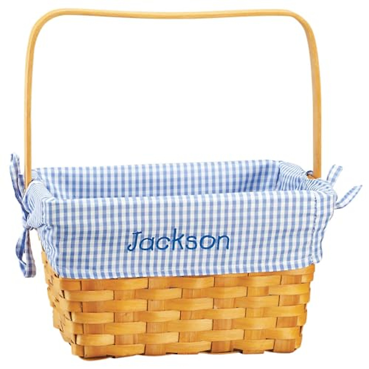 Fox Valley Traders Personalized Blue Gingham Wicker Easter Basket