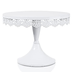 TRSPCWR White Cake Stand 10in , Metal Dessert Display Stands Cupcake Holder, Decor for Wedding, Birthday, Party, Round