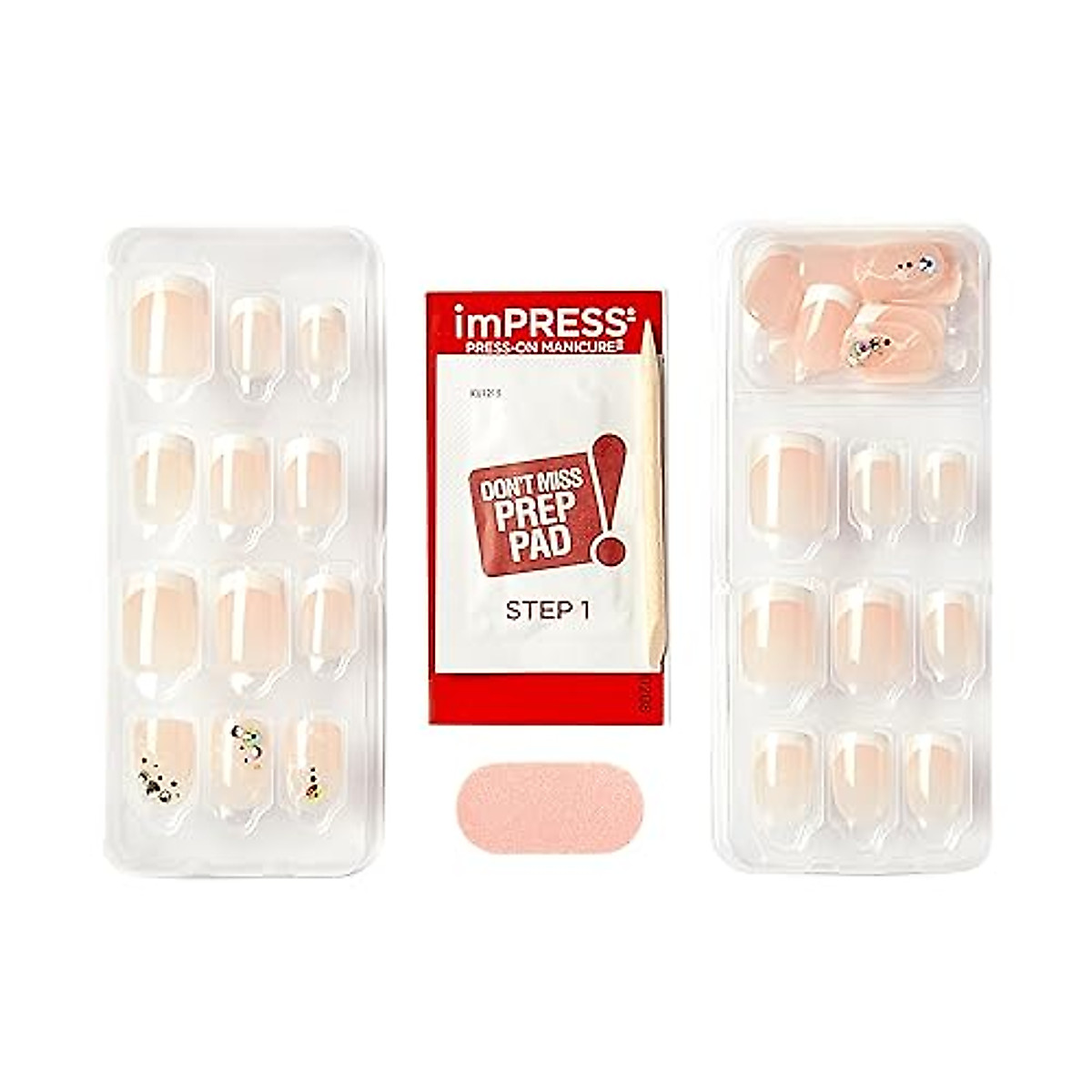 KISS imPRESS Press-On Manicure Fake Nails – My Worth, Short, Square, French, Easy Press On, Chip Proof, Smudge Proof, Waterproof, No Dry Time, Comfortable & Secure, Super Hold Adhesive | 30 Count