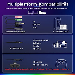 YINSAN Gaming Headset for PS4 PS5 Xbox Series X|S Xbox One PC Gaming Headphones for Nintendo Switch with Stereo Surround Sound RGB Light Over Ear Wired Gamer Headset with Flip-to-Mute Microphone