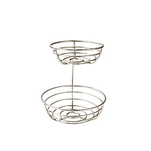 Spectrum Diversified Arched 2-Tier Server for Storage and Organization of Fruit Vegetables Produce and More, Satin Nickel